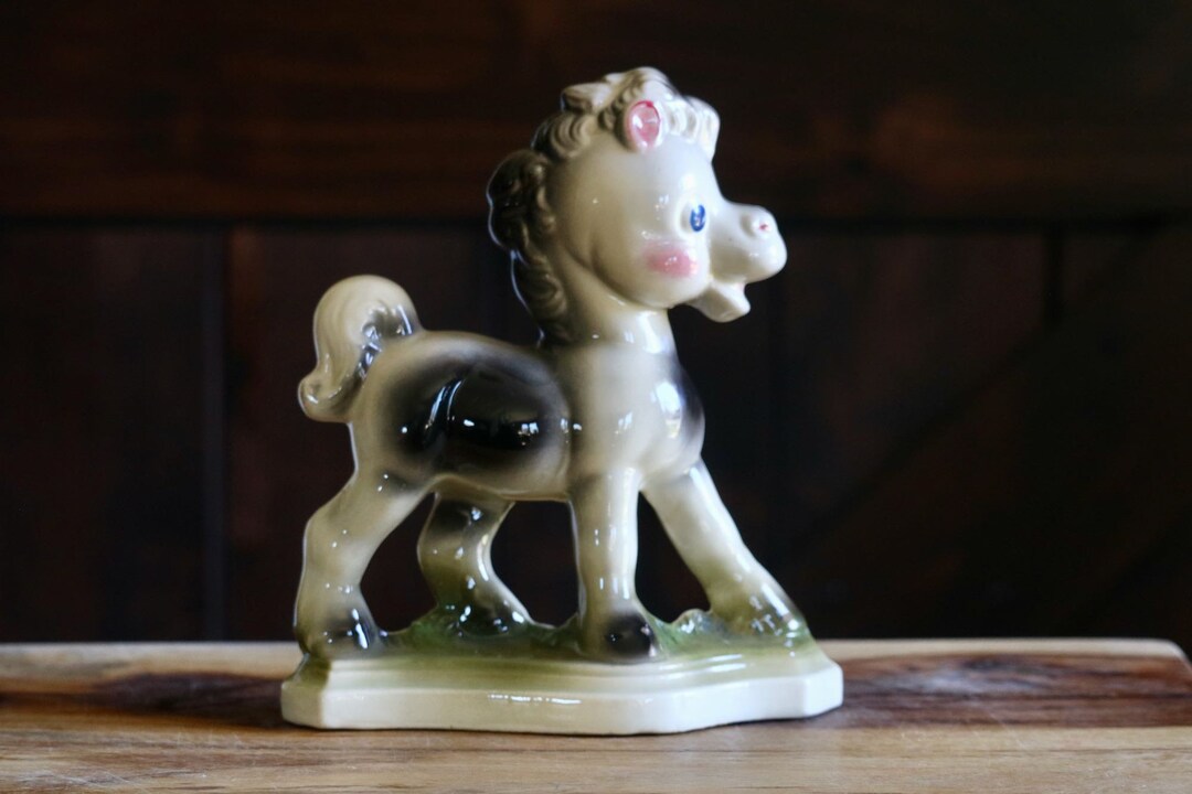 Large Vintage Frisky the Pony Figurine, Rempel Diamond Pottery Horse ...