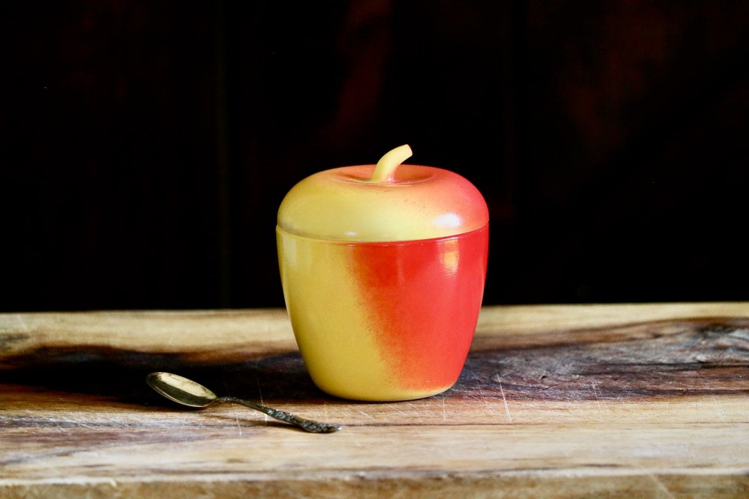 Vintage Hazel Atlas Apple Jar, Retro Kitchenalia, Milk Glass Jelly Jar ...