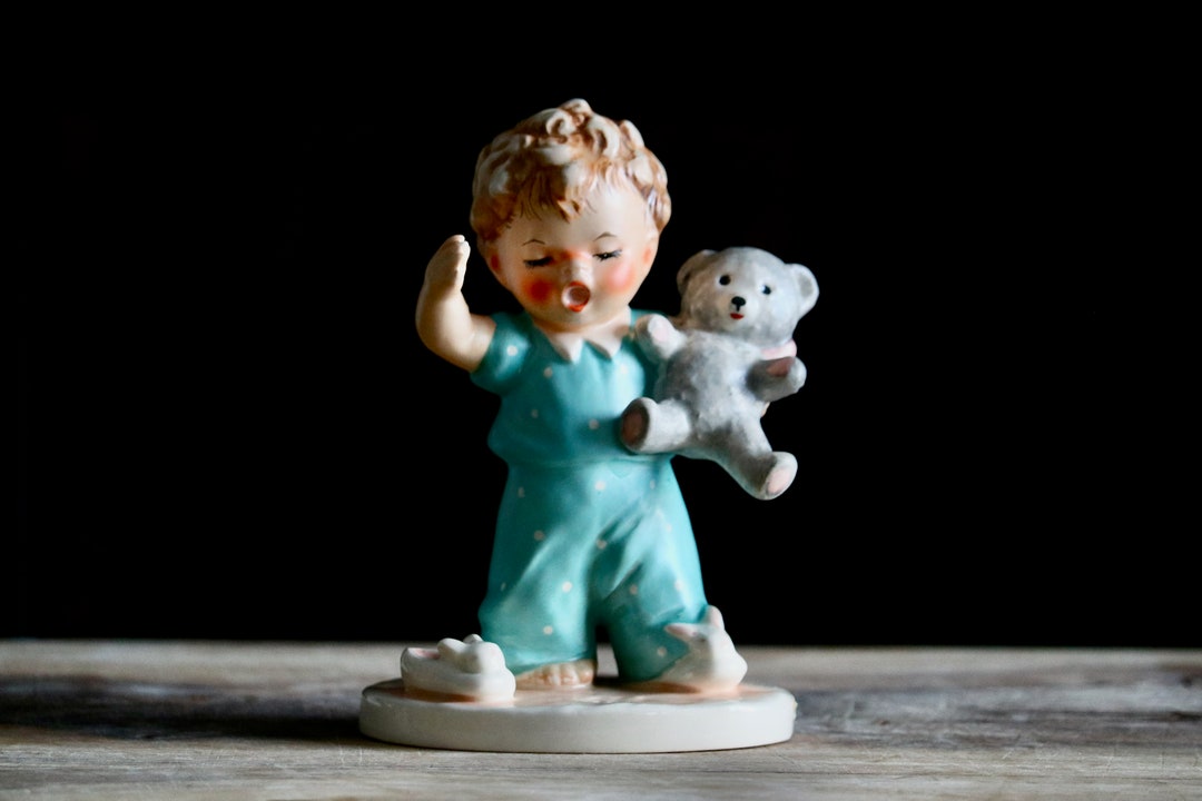 Vintage Goebel Boy Figurine, Pajama Boy With Teddy Bear, Charlot Byj ...
