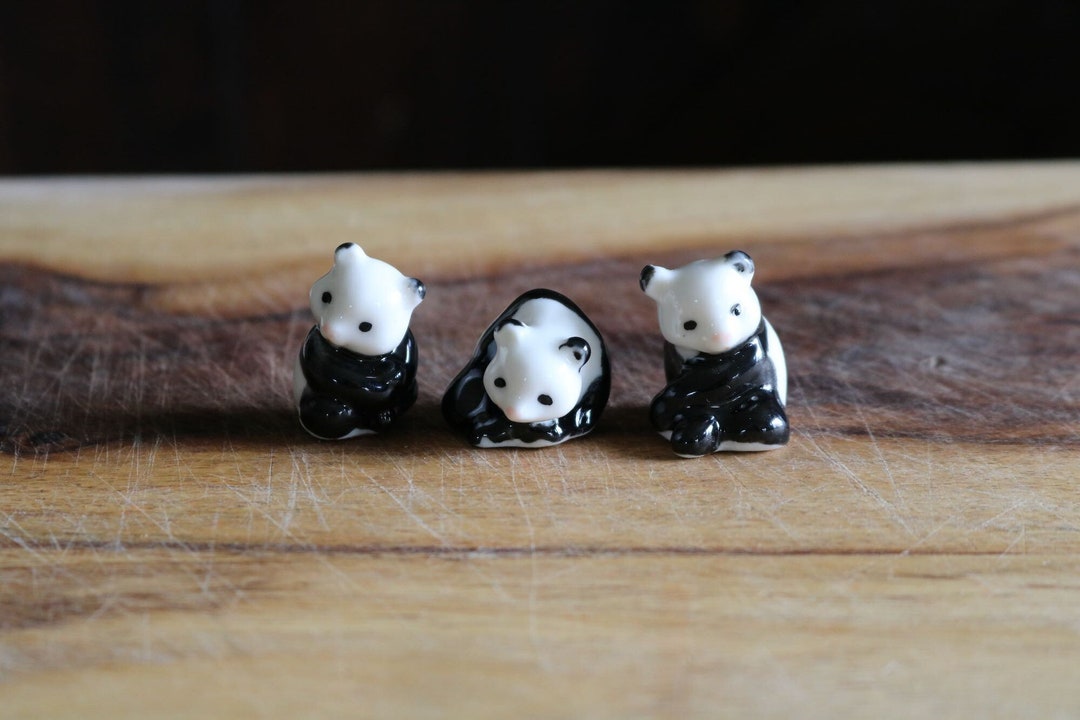 Vintage Miniature Panda Bear Figurines, Three Bone China Pandas, Mini ...