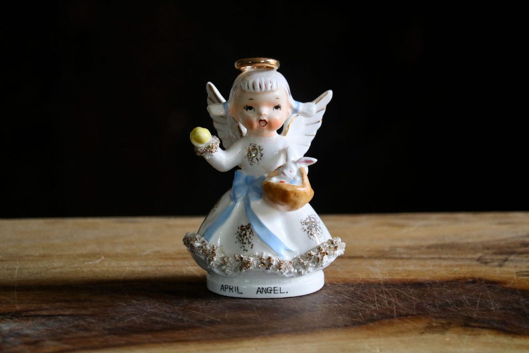 Vintage Lefton April Angel Figurine, Kitschy Spring Decor, Angel ...