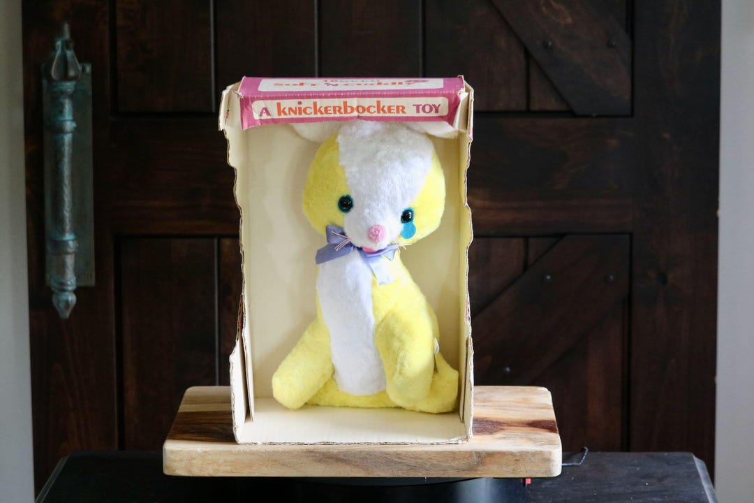 Vintage Knickerbocker Plush Bunny, Retro Stuffed Animal Toy, Sad Yellow ...