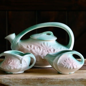 Vintage Mccoy Tea Set, Bougie Spring Decor, Pink and Aqua Daisy Teapot ...