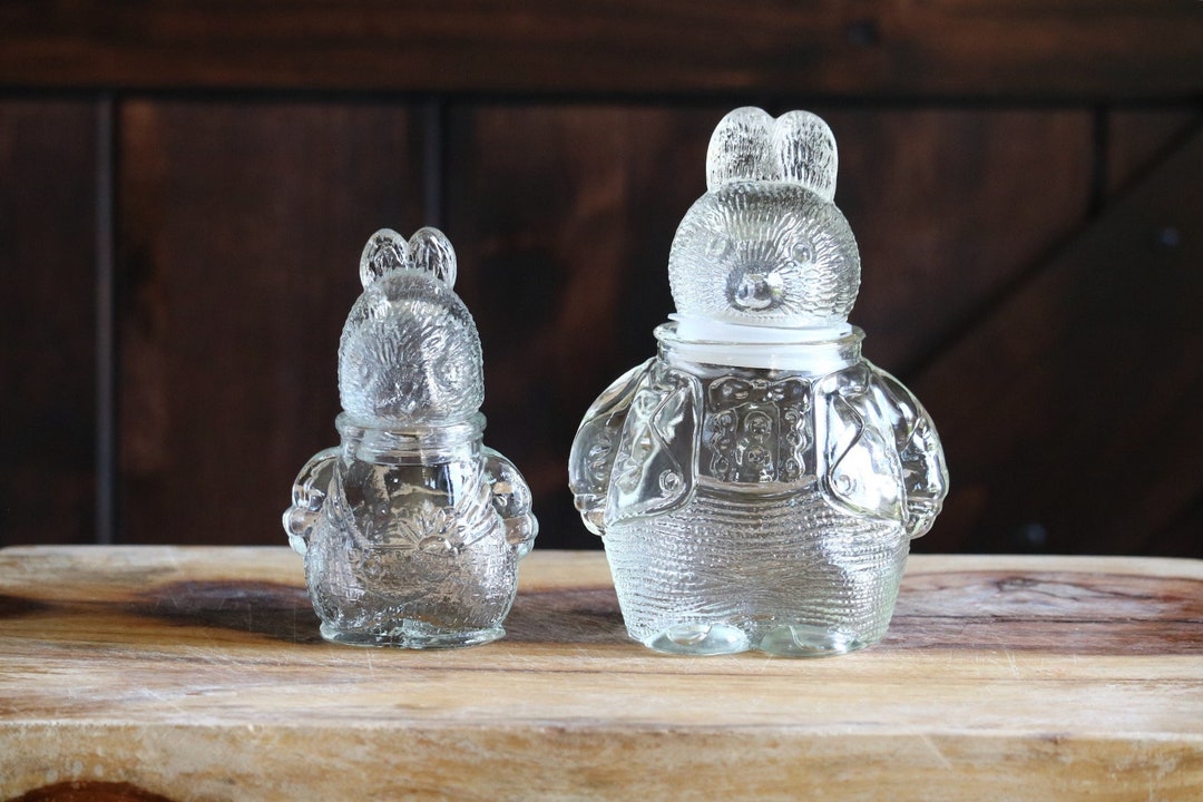 Vintage Glass Bunny Candy Containers, Cute Spring Decor, Rabbit ...
