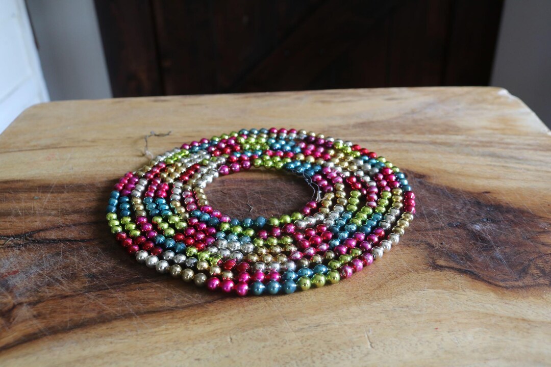 Multi Color Mercury Glass Garland, Vintage Christmas Decor, 8' 9 Small ...