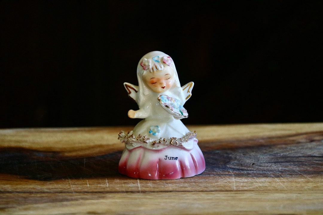 Vintage St Clair June Angel Figurine, Cute Spring Decor, Sweet Birth ...