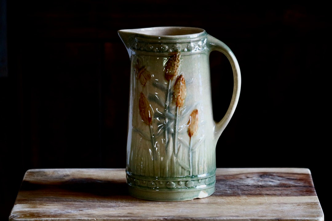 Antique Roseville Golden Rod Pitcher, Early Roseville Pottery With ...