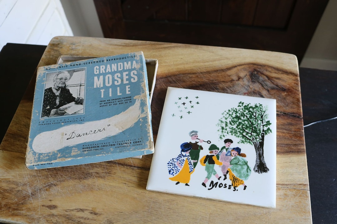 Vintage Grandma Moses Tile, Retro Kitchenalia, Cute Ceramic Trivet ...