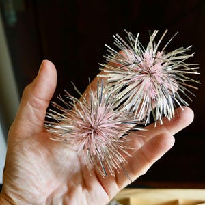 Silver Tinsel Atomic Starburst Ornaments With Multi-color Centers ...