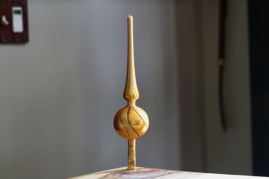 Gold Satin Glass Christmas Tree Spire, Vintage Holiday Decor, 10 Tree ...