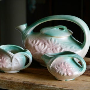 Vintage Mccoy Tea Set, Bougie Spring Decor, Pink and Aqua Daisy Teapot ...