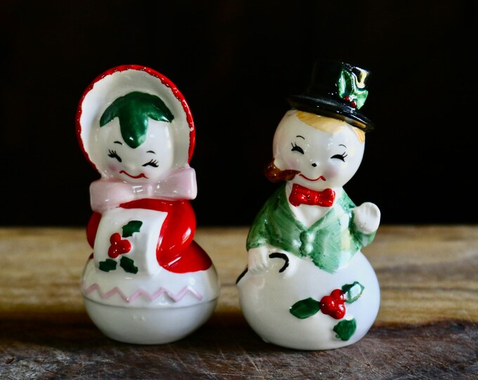 Lefton Snowman Salt and Pepper Shakers for Vintage Christmas Decor, Mr ...