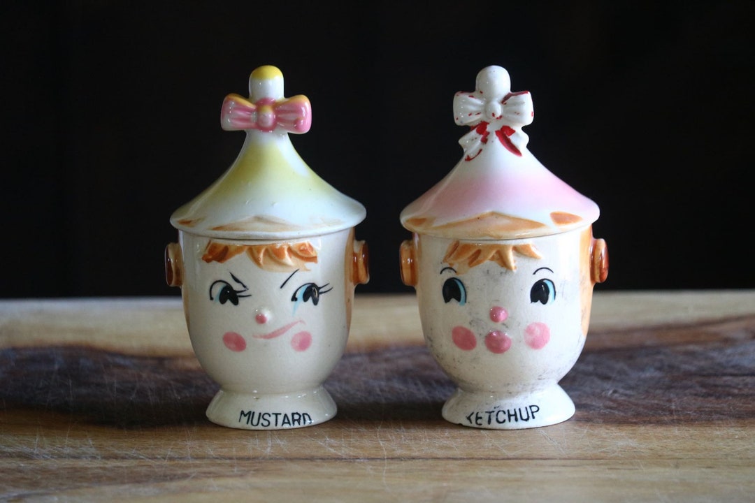 Vintage Commodore Kitschy Condiment Pots, Retro Kitchenalia, Nice Girl ...