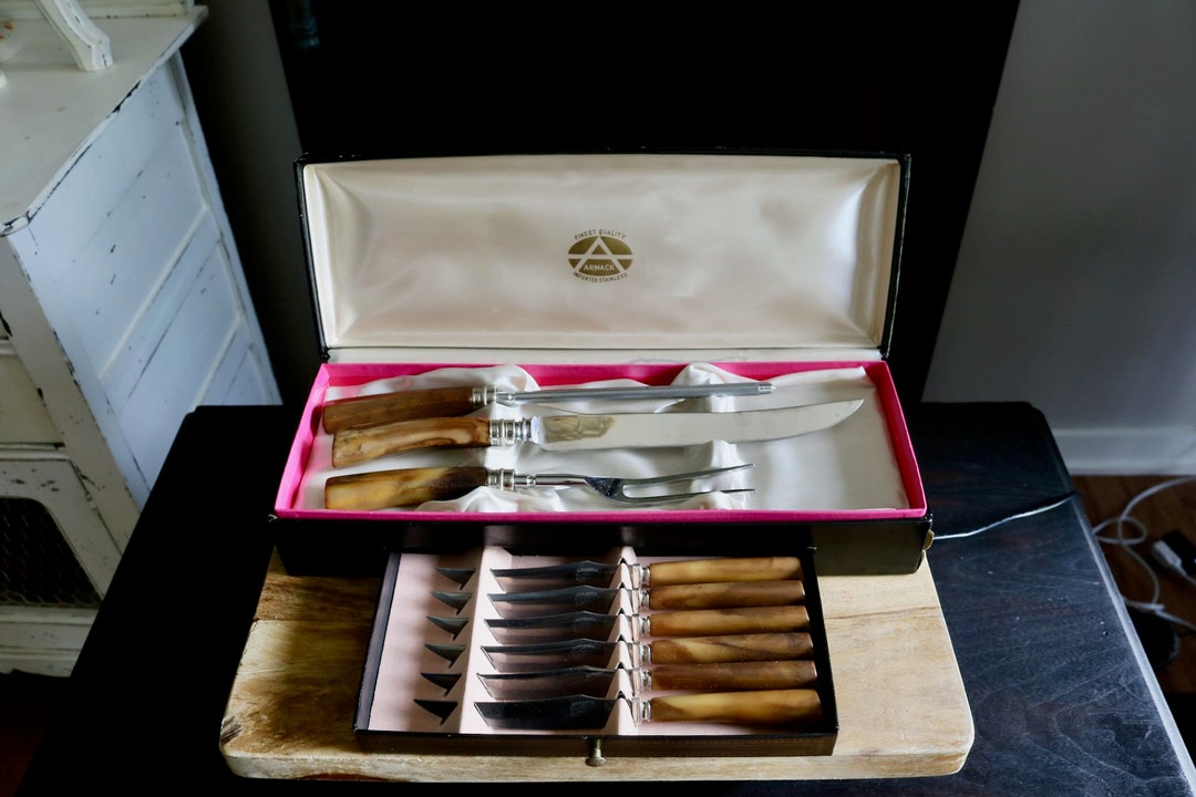 Vintage Armack Knife Set, Retro Kitchenalia, Stainless Steel Blade ...