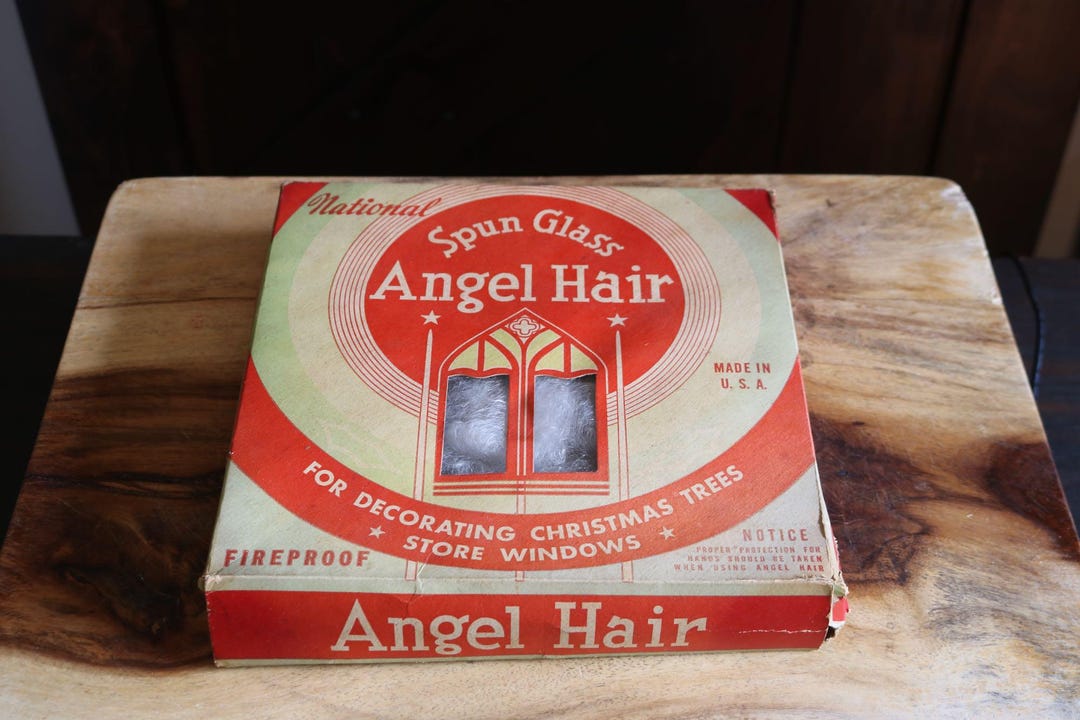 Spun Glass Angel Hair, Vintage Christmas Decor, National White Curly ...