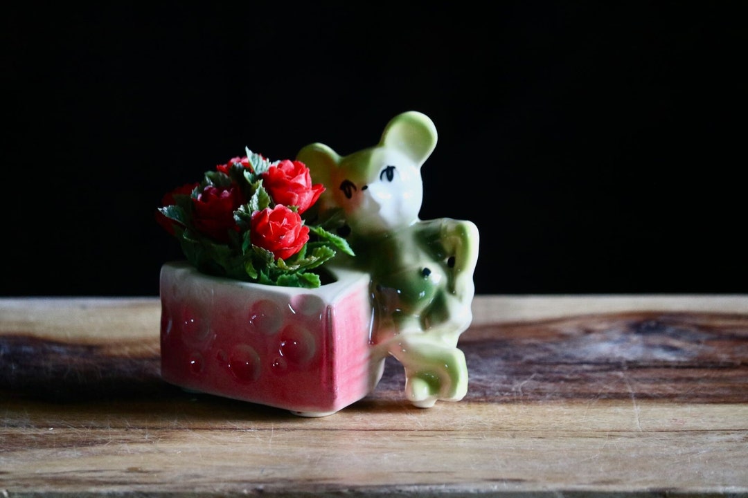 Vintage Shawnee Mouse Planter, Cute Spring Decor, Little Mouse Stands ...