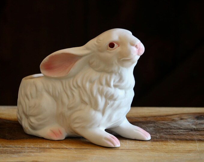 Vintage Napco Rabbit Planter, Retro Gardencore, Cute White Bunny Plant ...