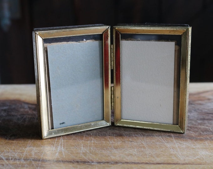 Vintage Bi-fold Picture Frame, 3 1/2 X 2 1/2 Inch Brass and Glass ...