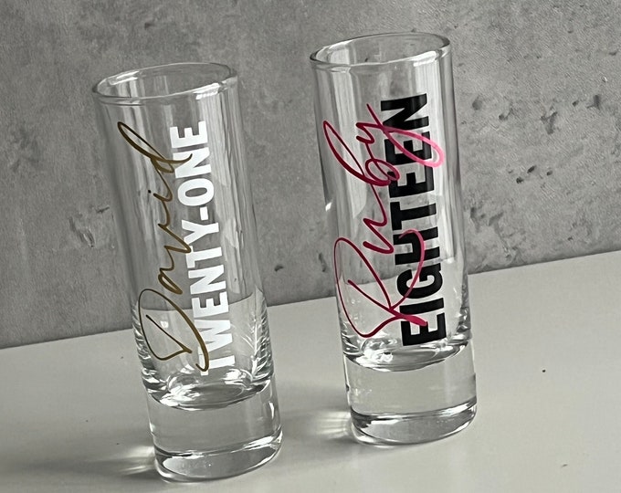 Personalised & Hand Painted Birthday Any Age Shot Glass 18th/21st/30th ...