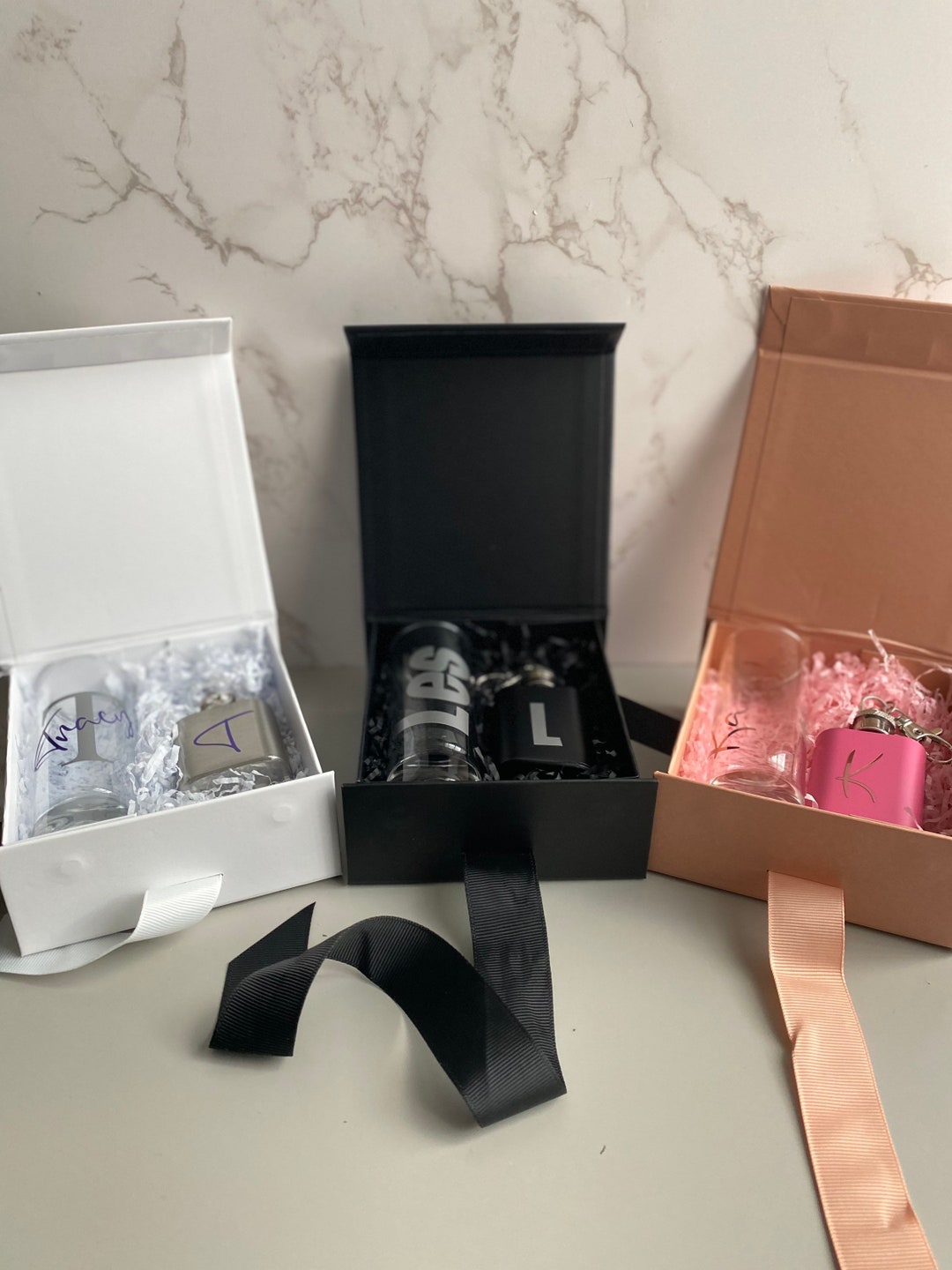 Personalised Gift Box With Shot Glass and Keyring Hip Flask Birthday ...