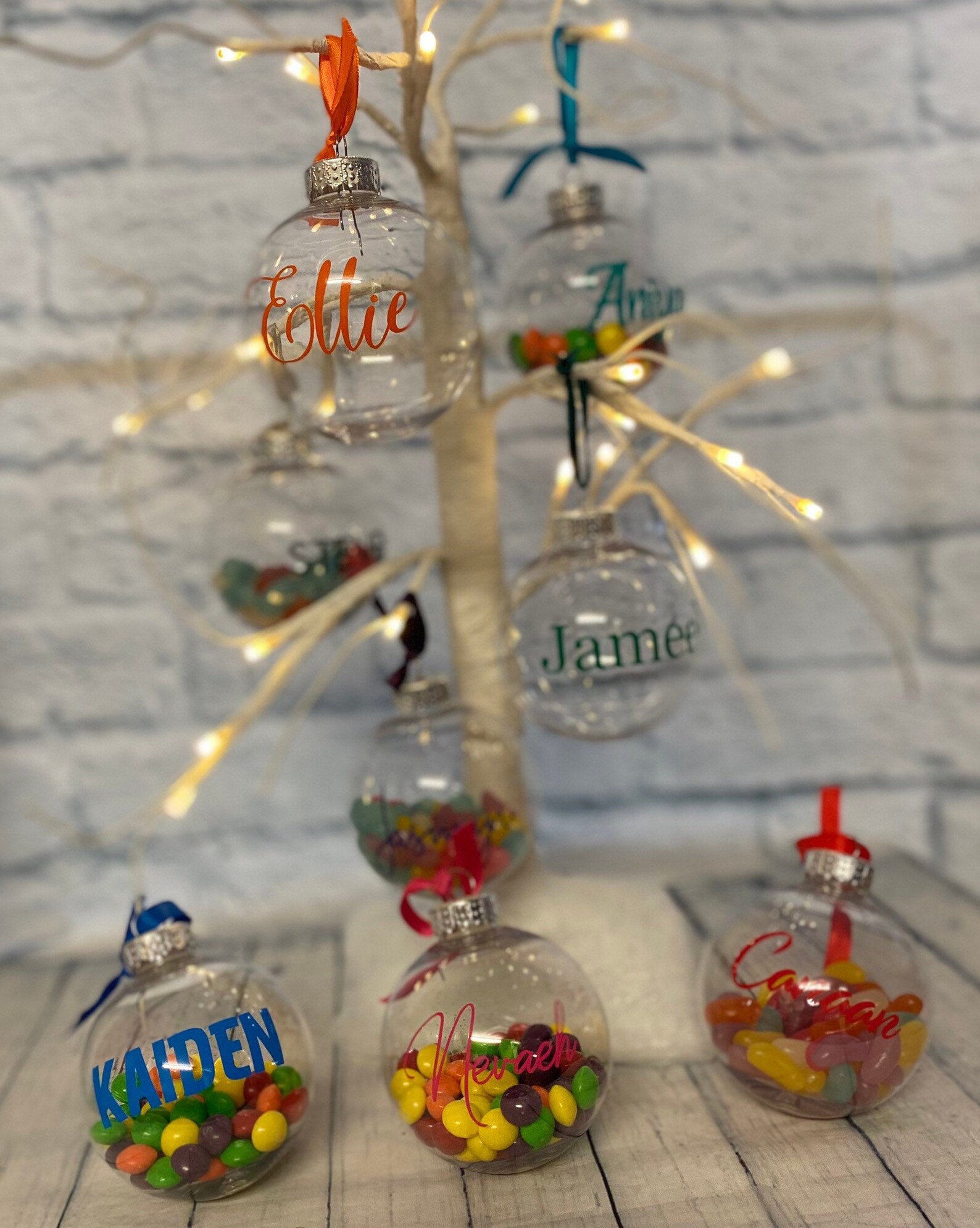 Christmas Baubles Personalised With Name. Fillable Xmas Tree Decoration ...