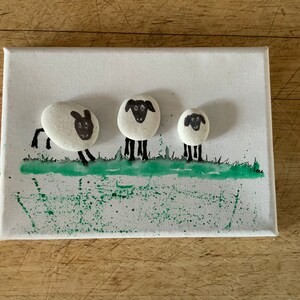 Pebble Art Picture on Canvas. Three Sheep. Approximately 7” by 5”. - Etsy