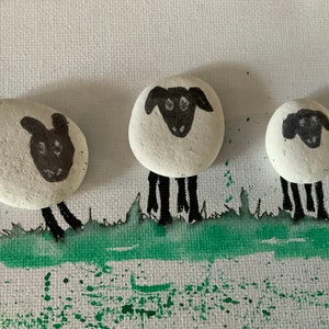 Pebble Art Picture on Canvas. Three Sheep. Approximately 7” by 5”. - Etsy