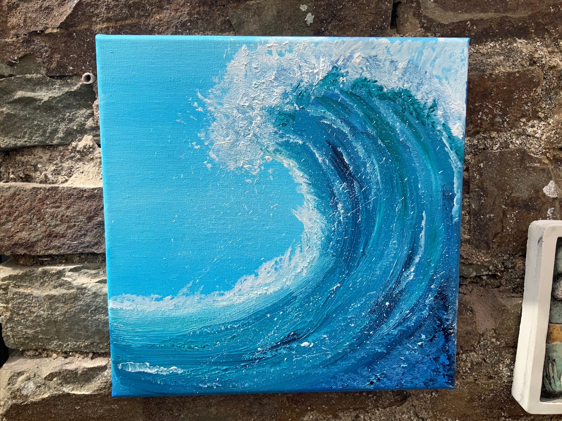 Acrylic Painting. Wave. Canvas. 10” by 12”. Coastal Art. Wave Art ...