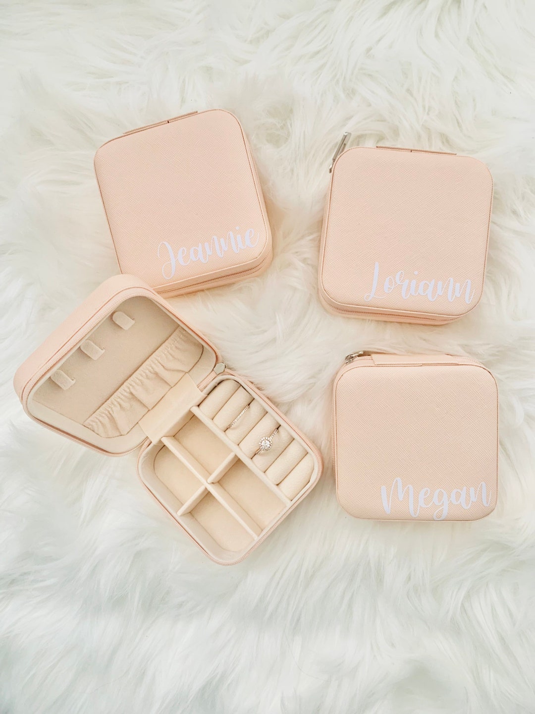 Mini Rectangle Personalized Travel Jewelry Case Bridesmaid Jewelry Box ...