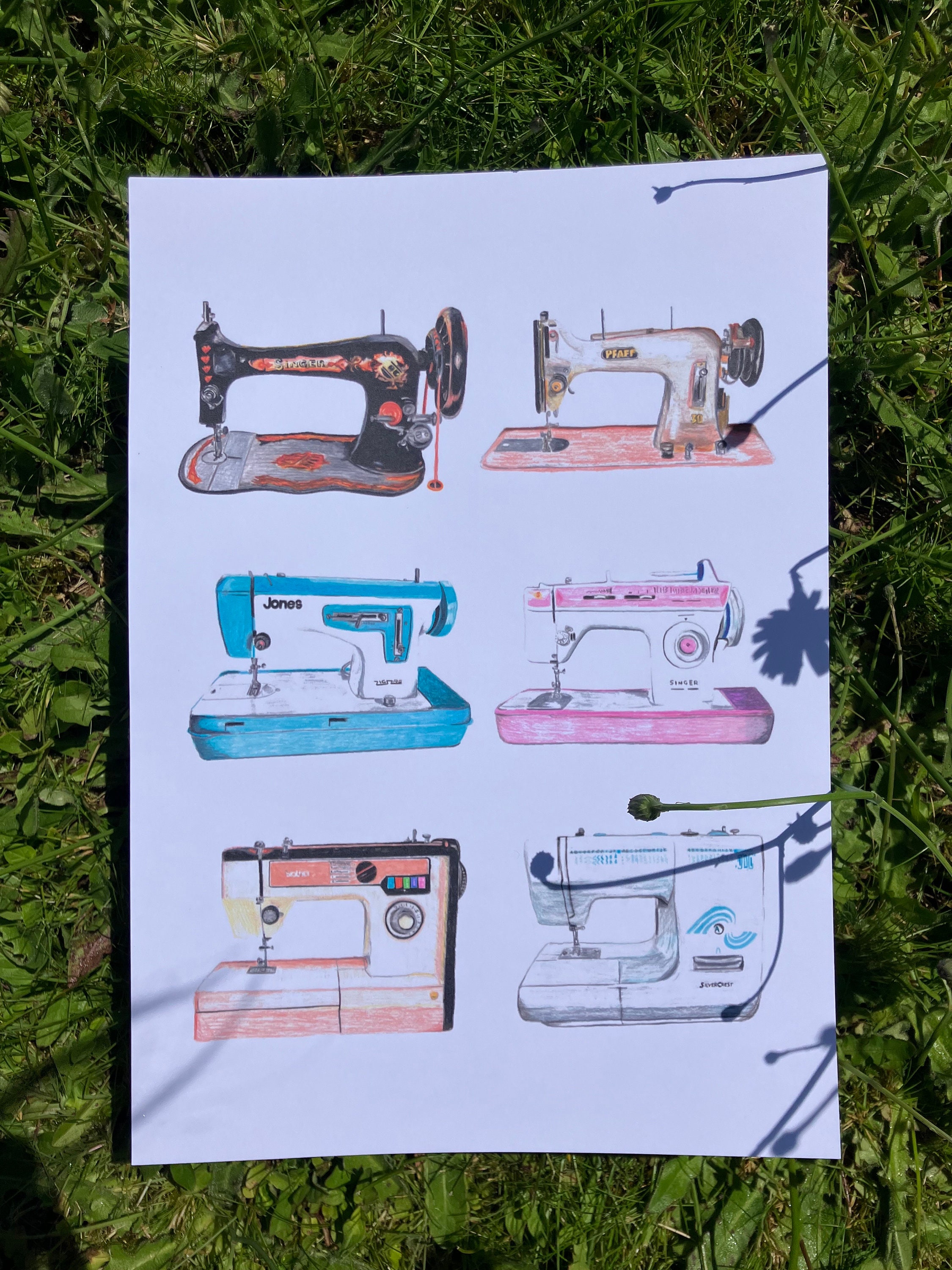 A4 Sewing Machine Art Print - Etsy