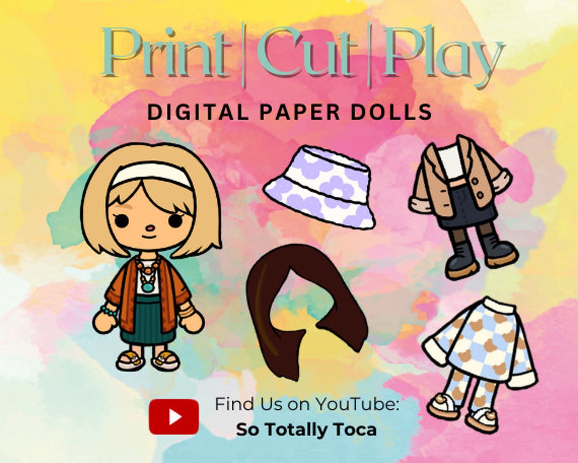 Toca Boca Bestie Paper Dolls With Clothes, Accessories, and Backdrop ...