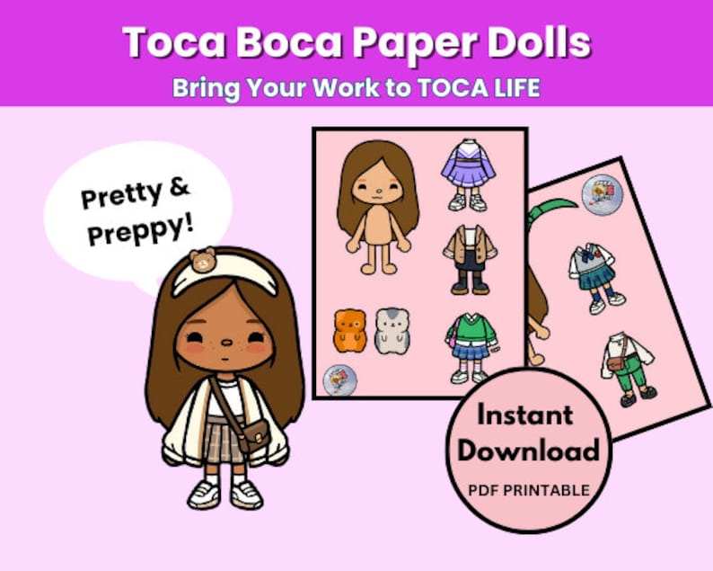 Toca Boca Pretty and Preppy Paper Dolls, Toca Boca Life World ...