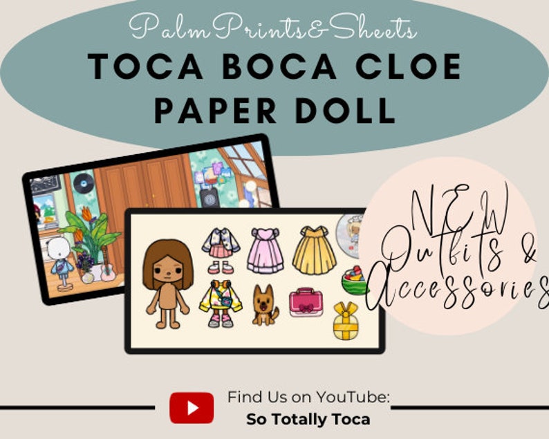 Toca Boca Paper Doll With Clothes, Accessories, and Backdrop, Printable ...