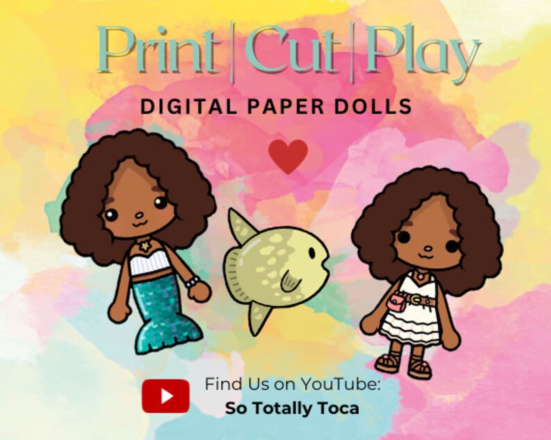 Toca Boca Mermaid Cove Printable Paper Doll Play Set, Mermaid Paper ...