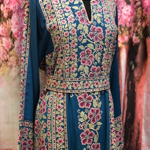 Palestinian Rose Garden Tatreez Thobe. Henna Thobe. Pink/green ...