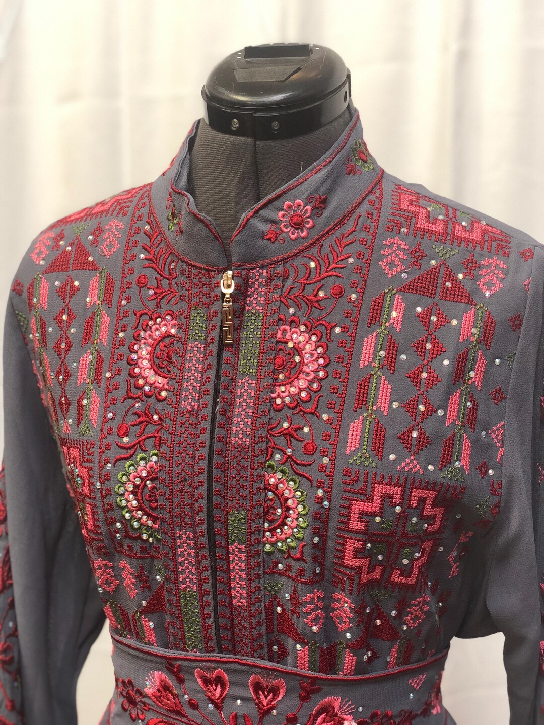 Palestinian Henna Thobe Dress Beige With Red Tatreez - Etsy