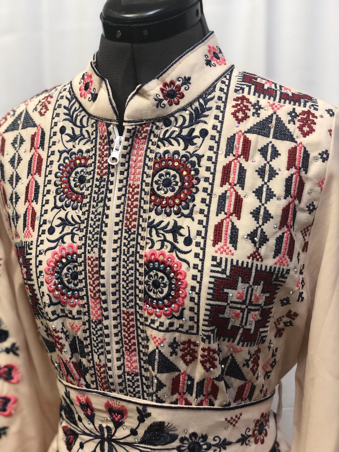 Palestinian Henna Thobe Dress Beige With Multi Colors - Etsy