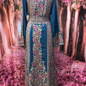 Palestinian Rose Garden Tatreez Thobe. Henna Thobe. Pink/green ...