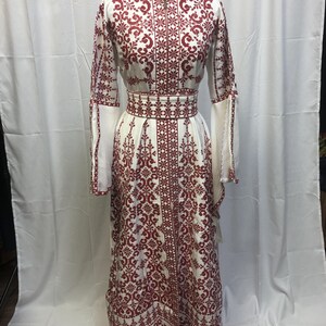 Palestinian Henna Thobe Dress Beige With Red Tatreez - Etsy