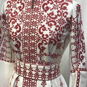 Palestinian Henna Thobe Dress Beige With Red Tatreez - Etsy