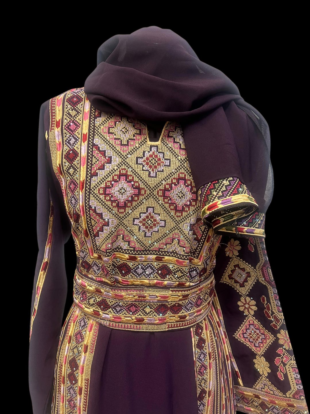 Purple Palestinian Henna Wedding Thobe Embracing Tradition - Etsy