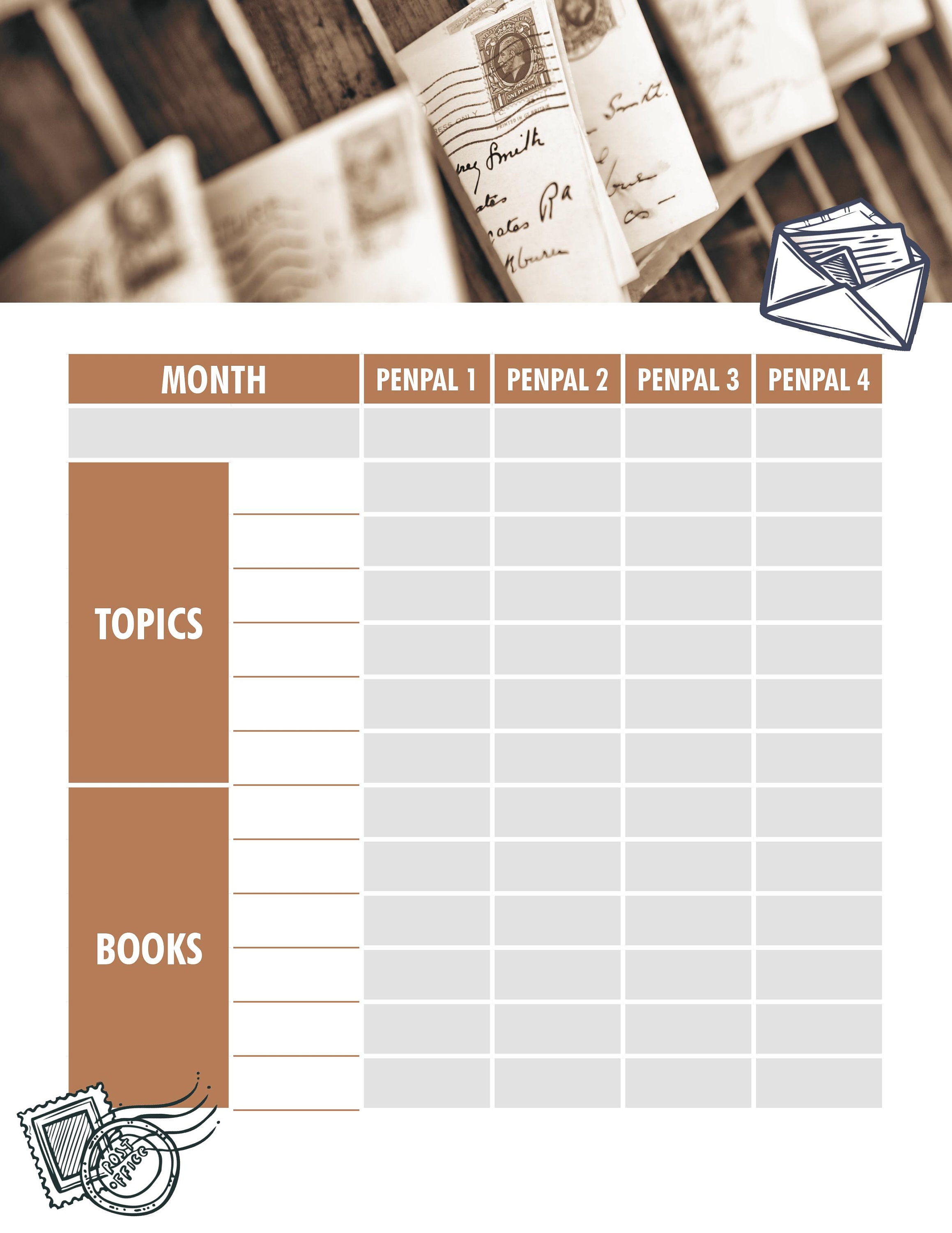 Penpal Tracker - Etsy