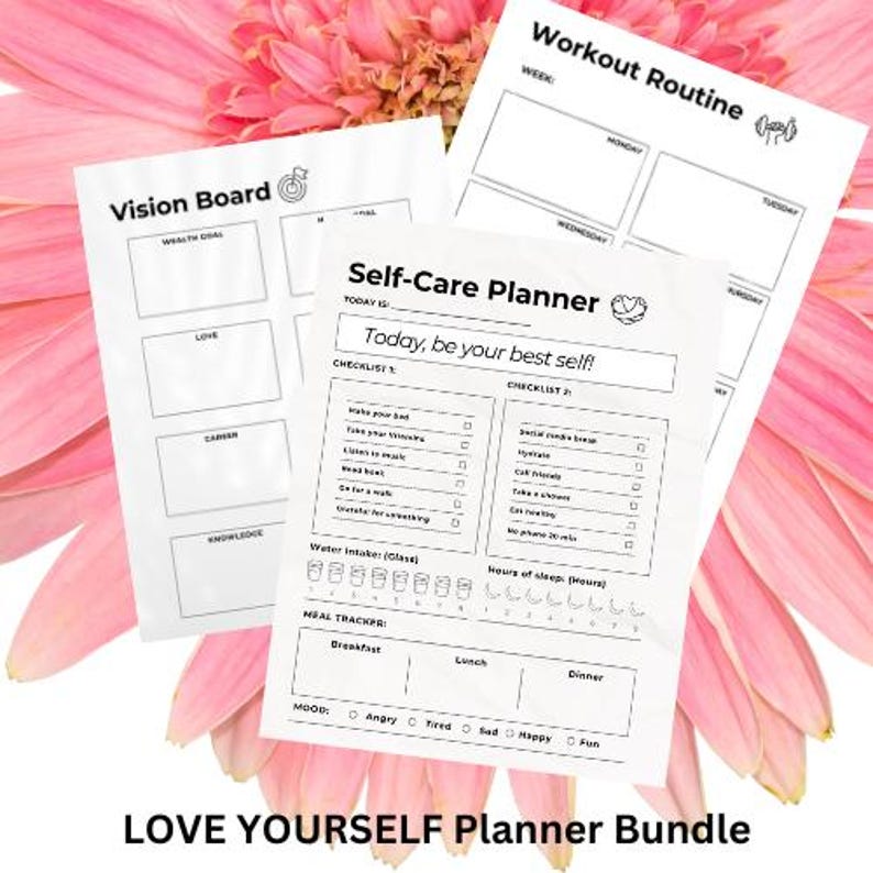 Self-care Planner Bundle: Vision Board, Workout, Daily Schedule (PDF ...