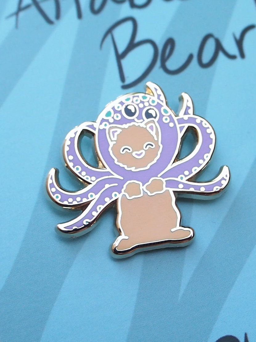 Octo-puss Enamel Pin | Lapel Pin | Octopus Cat Badge - Etsy