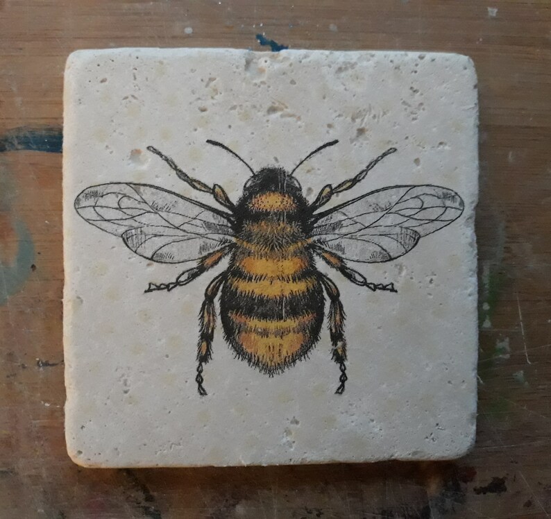 Bee Stone Tile Wall Decor Stone Tile Art Bees Honey Bee - Etsy UK