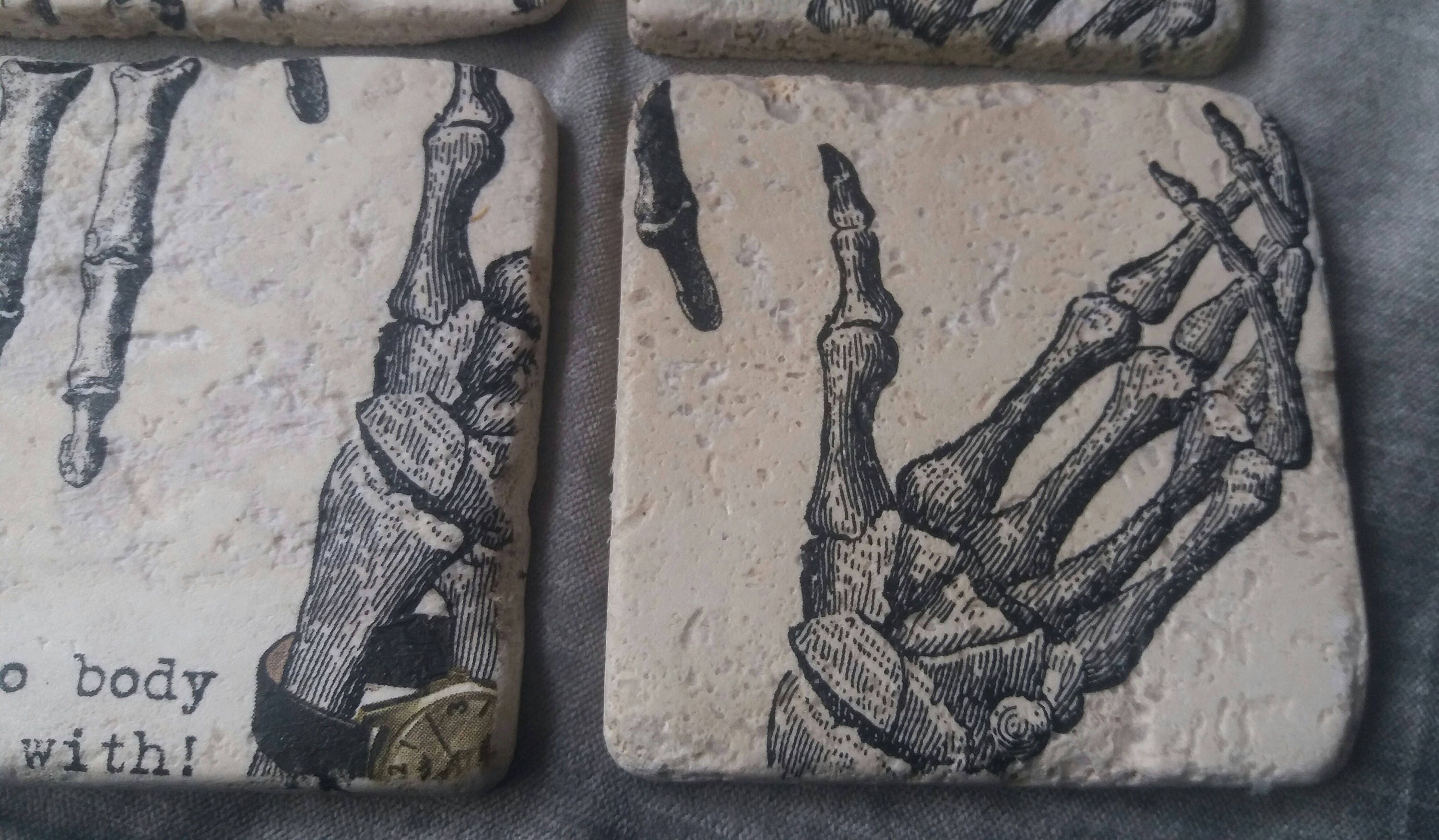 Coasters Skeleton Stone Tile Coasters Travertine Tumbled | Etsy