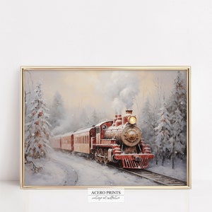 PRINTABLE Winter Christmas Wall Art, Christmas Train and Snowy ...