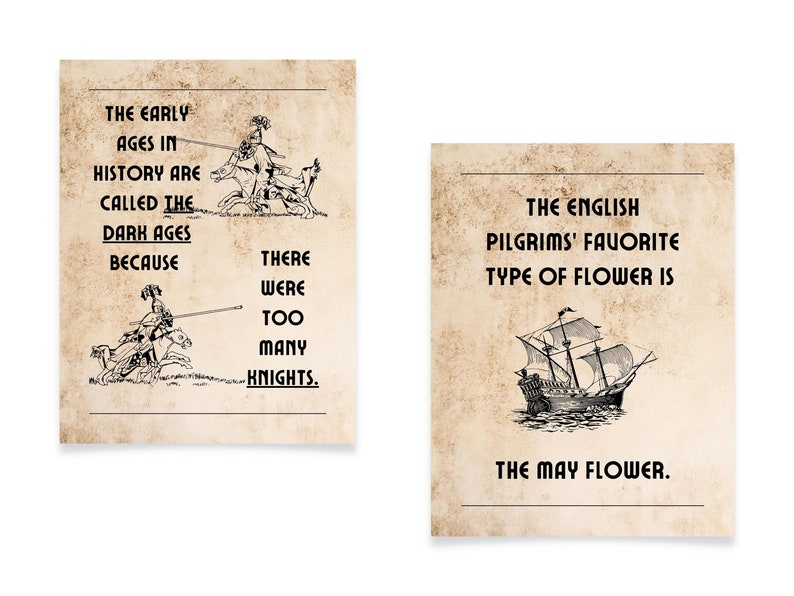 Funny History Puns Printables Set of 10 High School History - Etsy