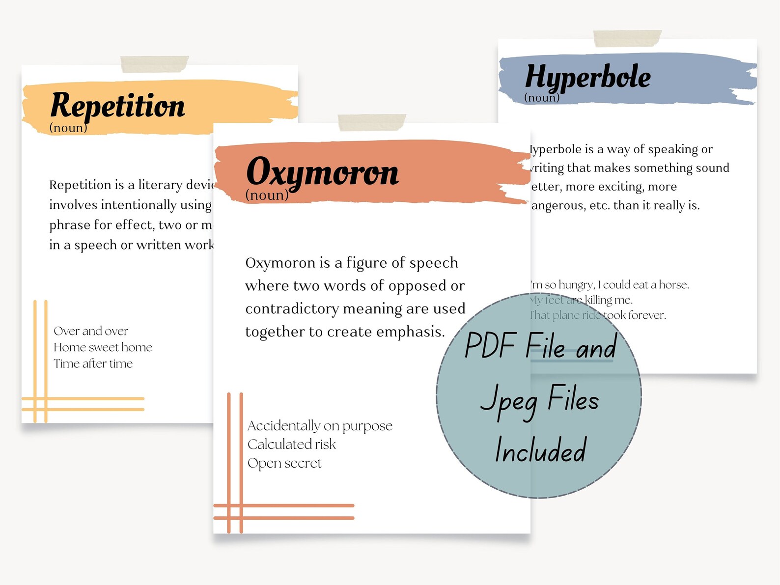 Literary Devices Posters Bundle, Set of 20, Modern Boho English ...