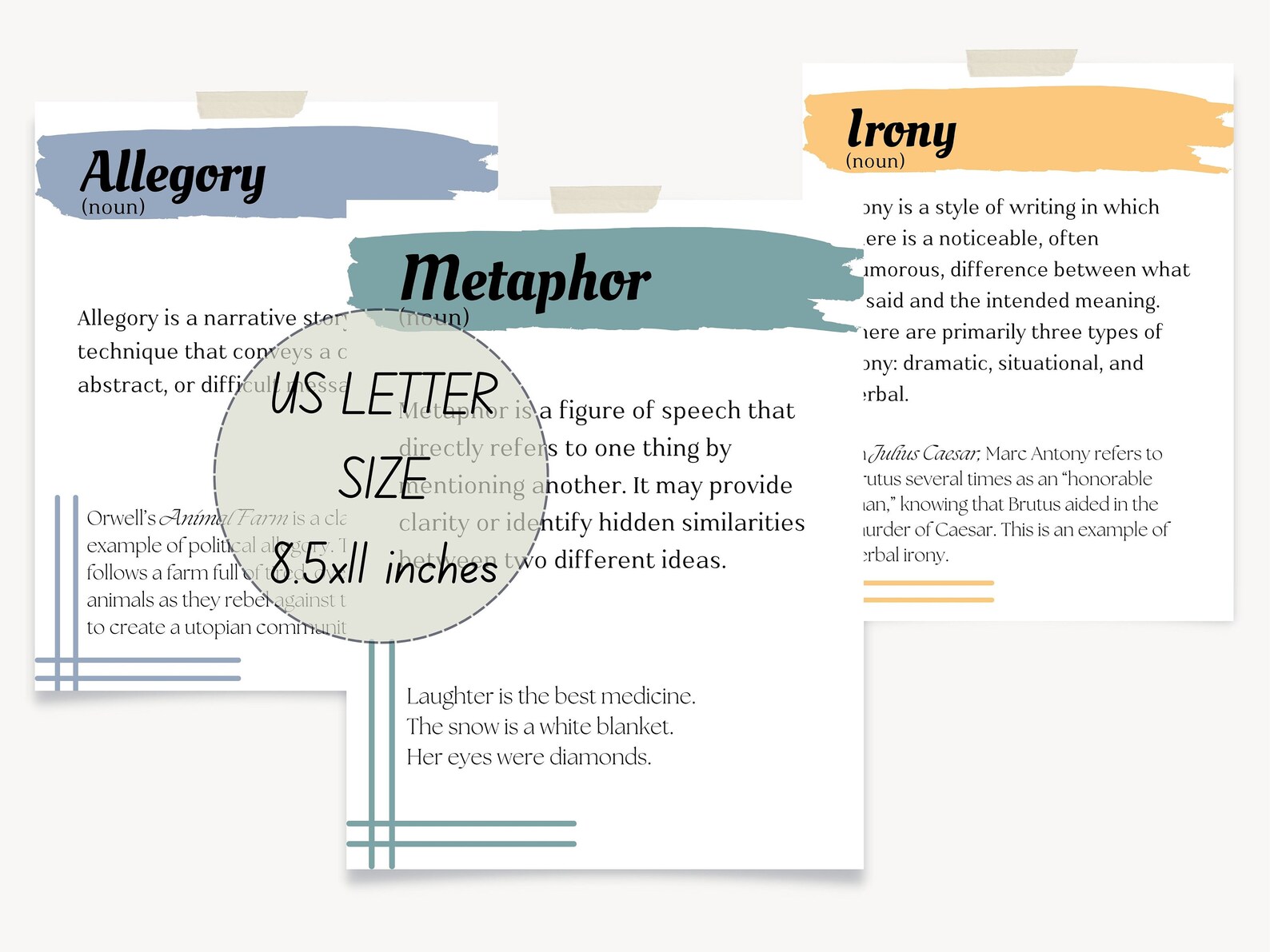 Literary Devices Posters Bundle, Set of 20, Modern Boho English ...